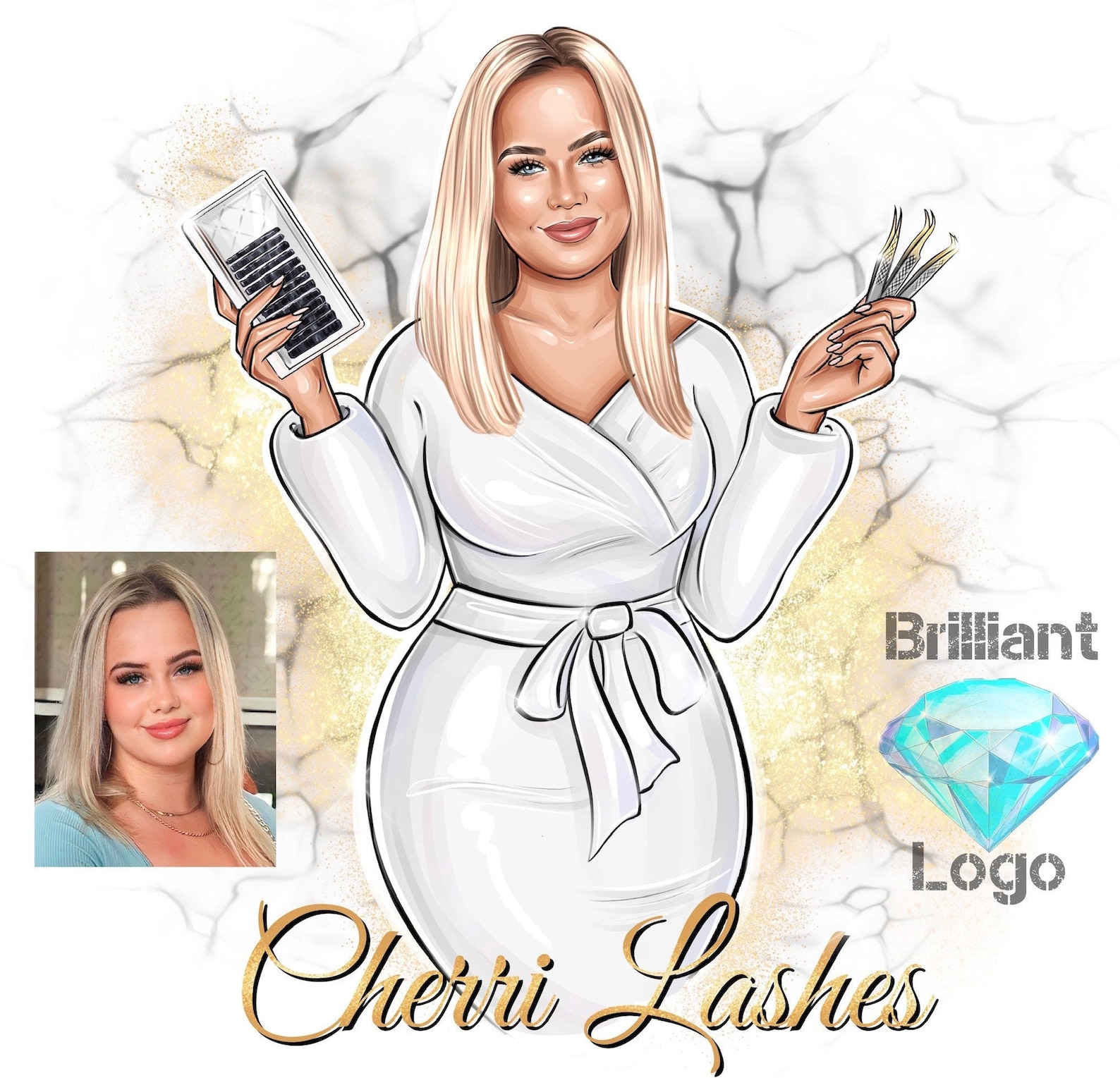Custom Cartoon Lash Technician Logo Design: Business Portrait (digital ...