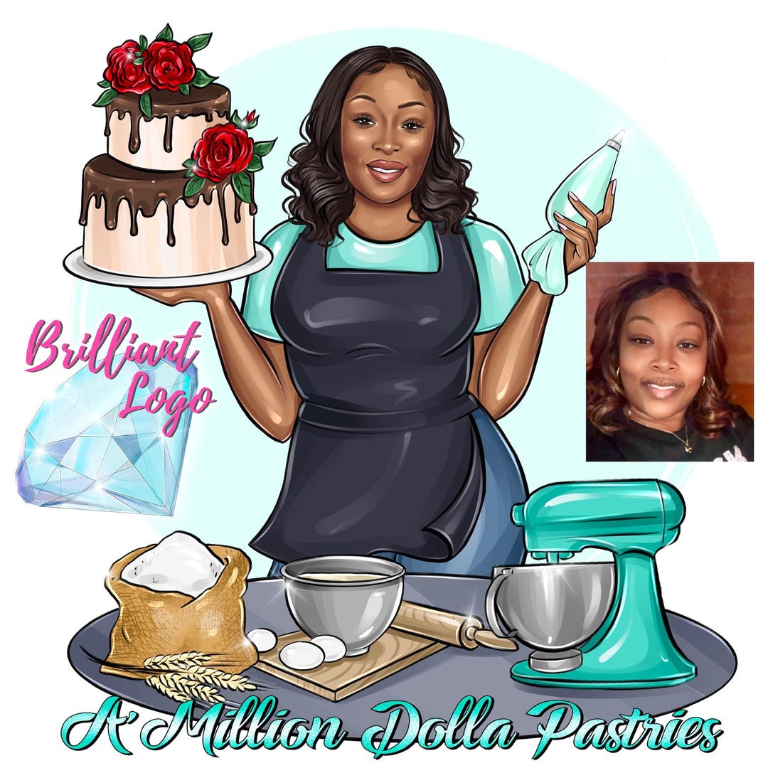 Baker Cartoon Logo, Chef Logo Design, Custom Bakery, Cake Shop Logo ...