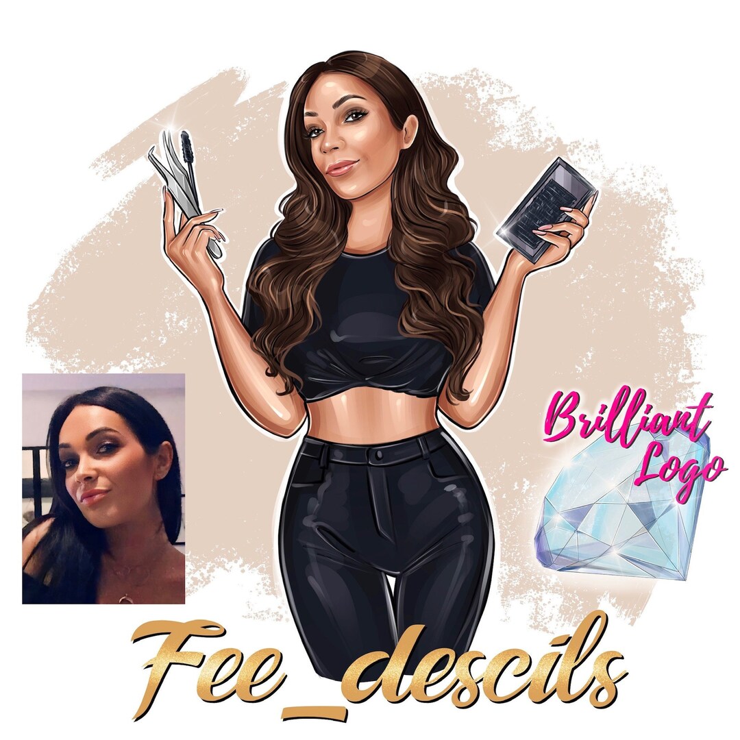 Custom Cartoon Lash Technician Logo Design: Business Portrait (digital ...