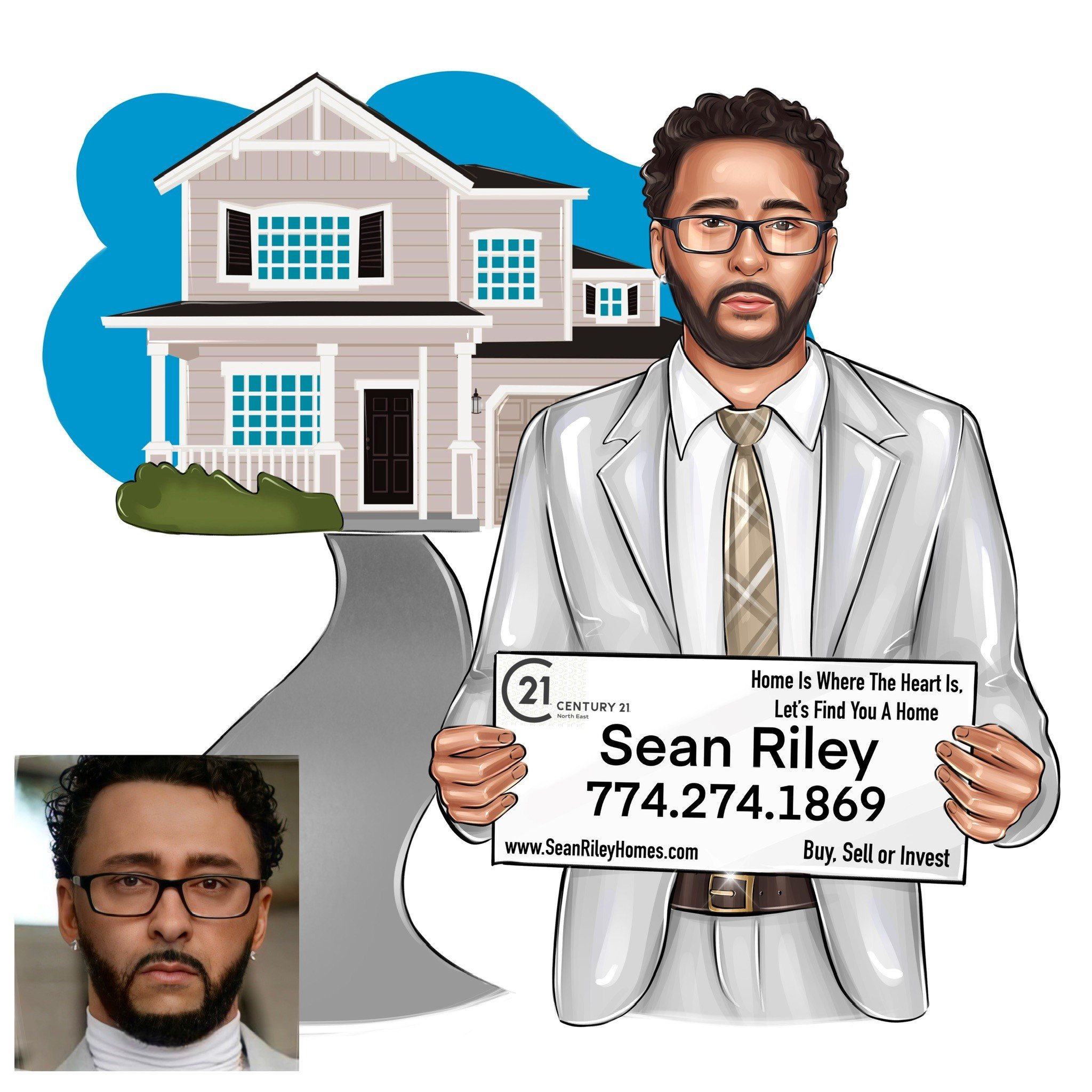 Real Estate Agent Logo, House Seller Portrait, Man Logo, Realtor Logo ...