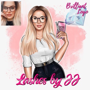 Custom Cartoon Lash Technician Logo Design: Business Portrait (digital ...