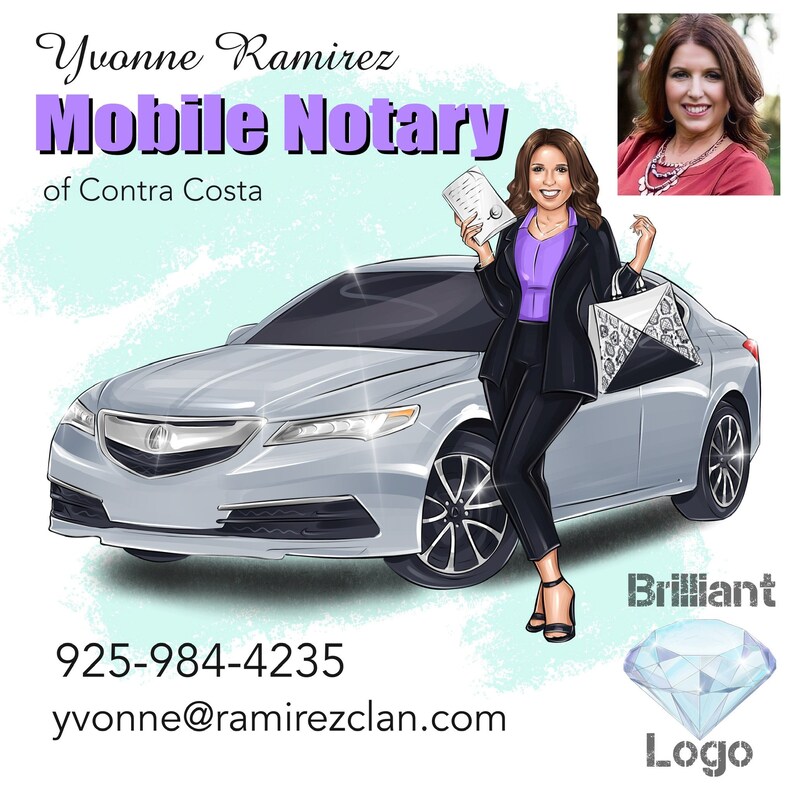 Mobile Notary Logo, Notary Logo Design, Cartoon Logo Portrait, Notary ...