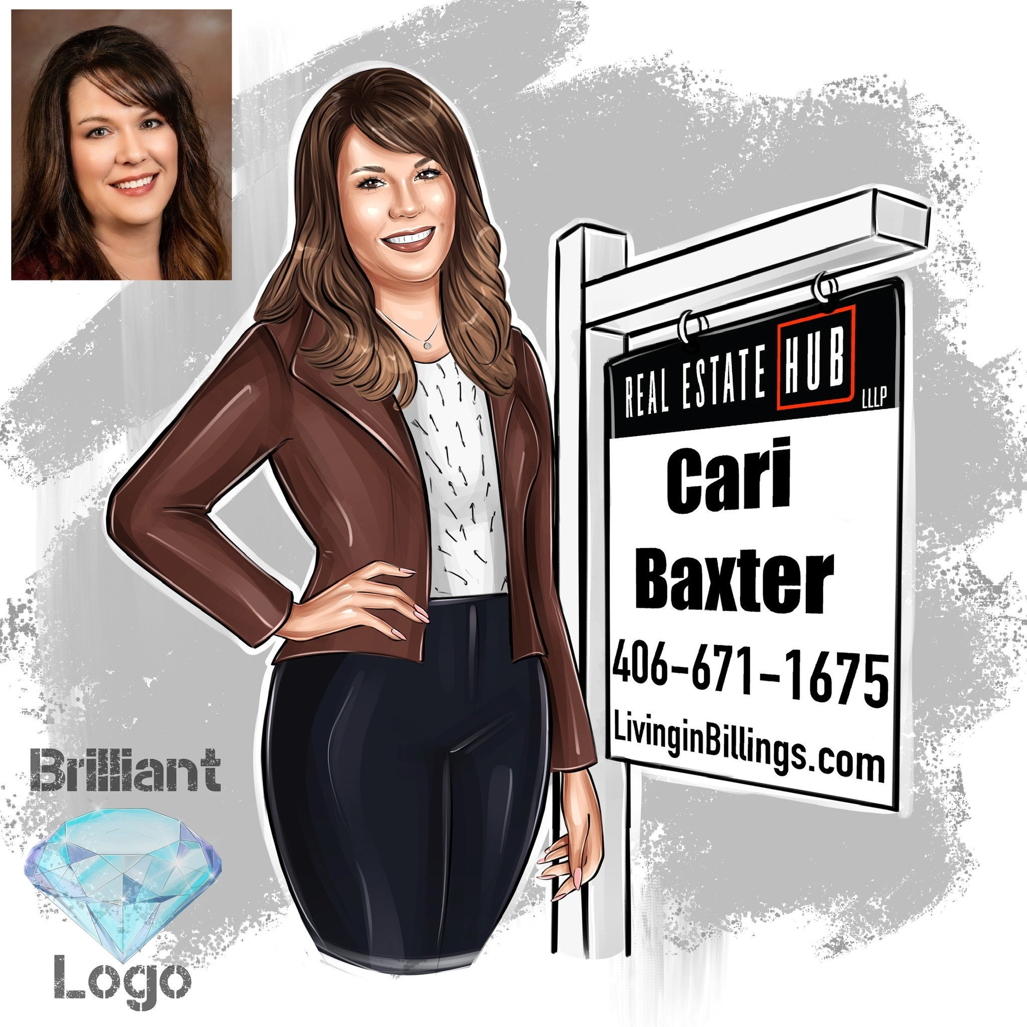 Cartoon Logo, Real Estate Broker, Business Logo Portrait, Custom ...