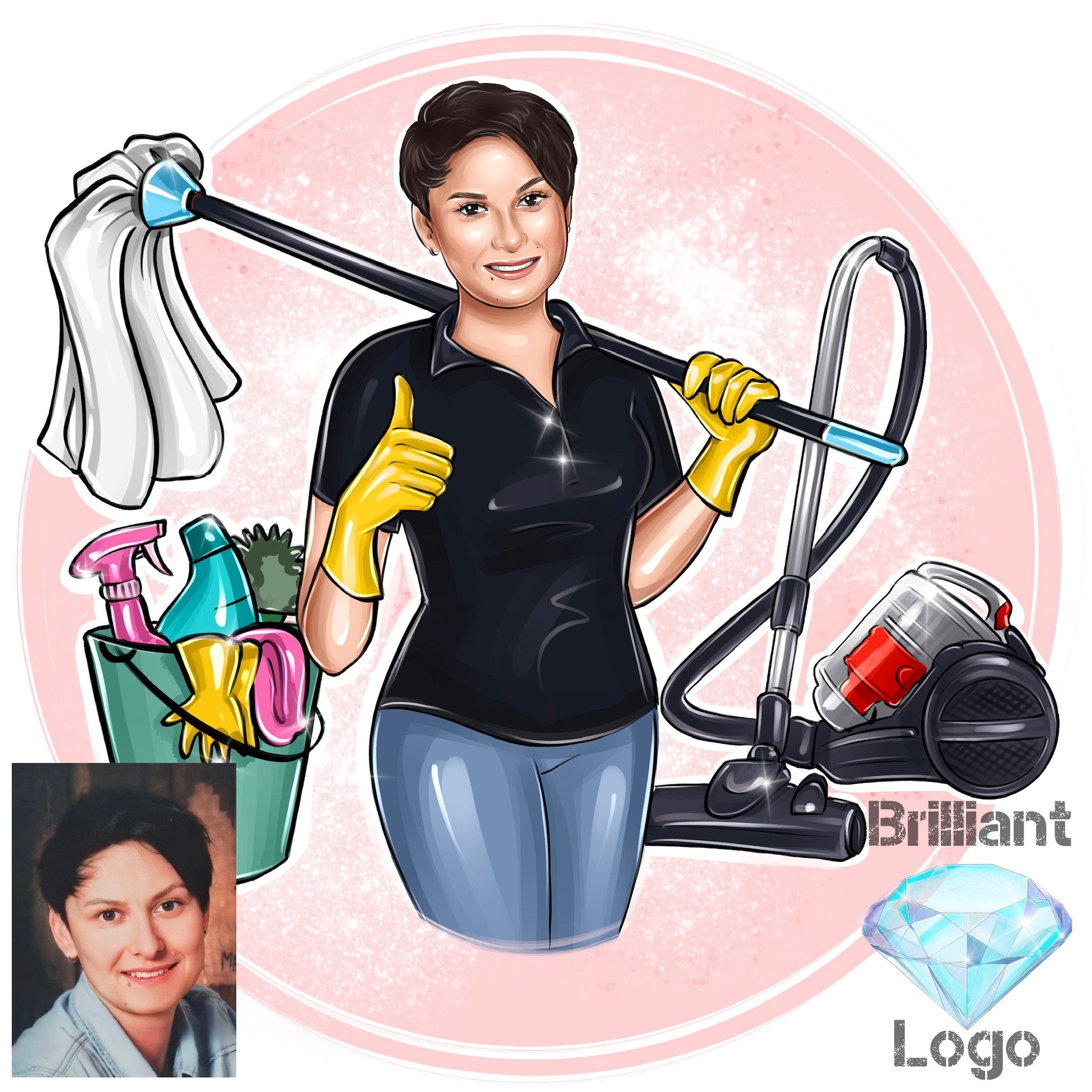 Housekeeper Logo, Cleaning Business Logo, House Chores Logo, Cartoon ...