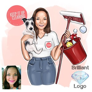 Cleaning Business Logo, Cartoon Portrait, Cleaning Service Logo, Office ...