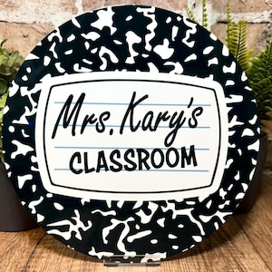 Composition Book Teacher Name Sign | Personalized Metal Classroom Door ...