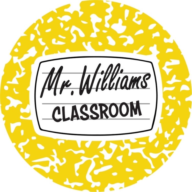 Composition Book Teacher Name Sign Personalized Metal Classroom Door ...