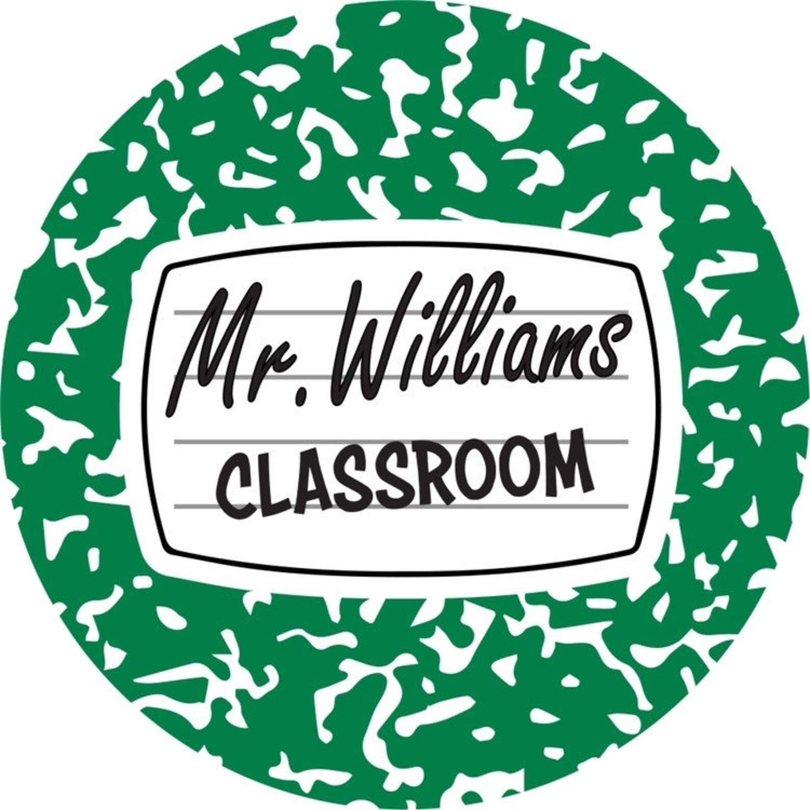 Composition Book Teacher Name Sign | Personalized Metal Classroom Door ...