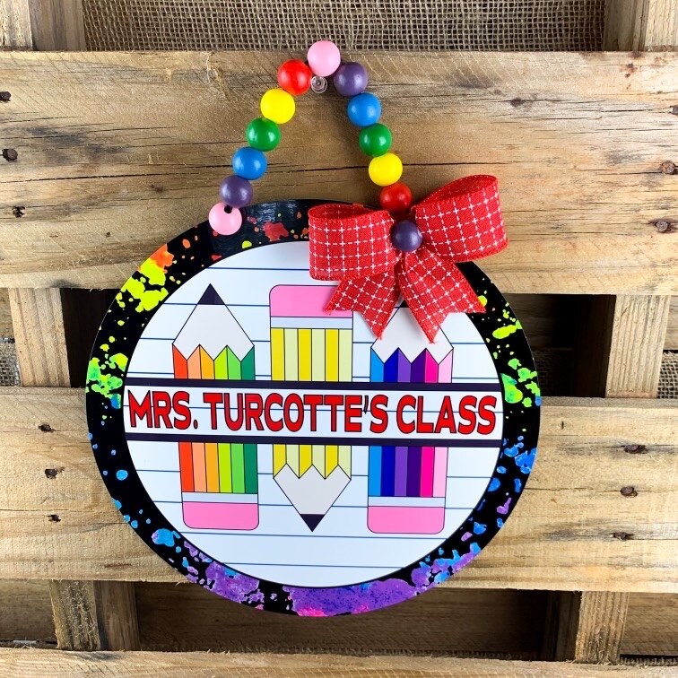 Teacher Name Door Hanger Personalized Metal Classroom Door Hanger ...