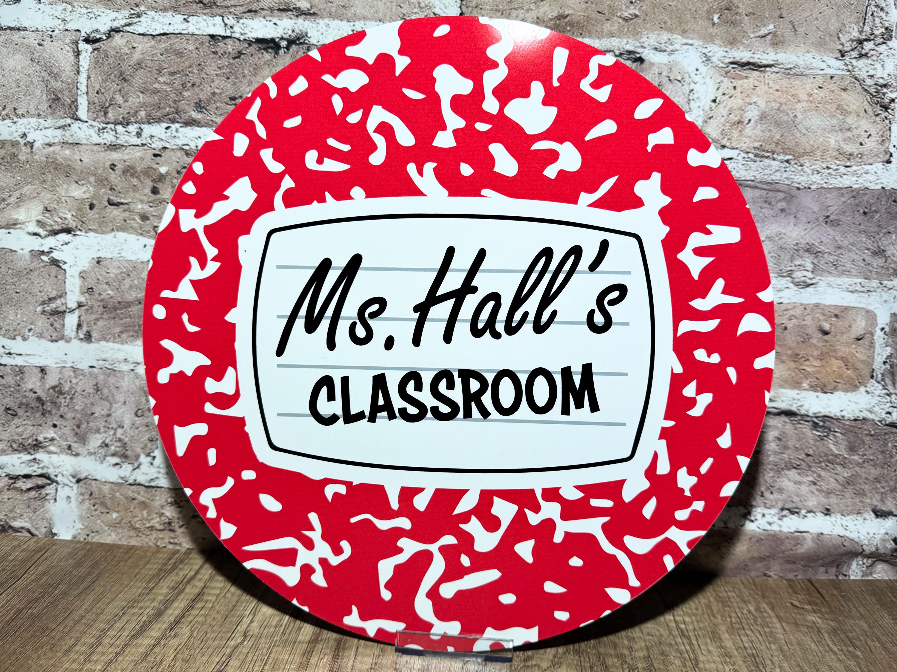 Composition Book Teacher Name Sign | Personalized Metal Classroom Door ...