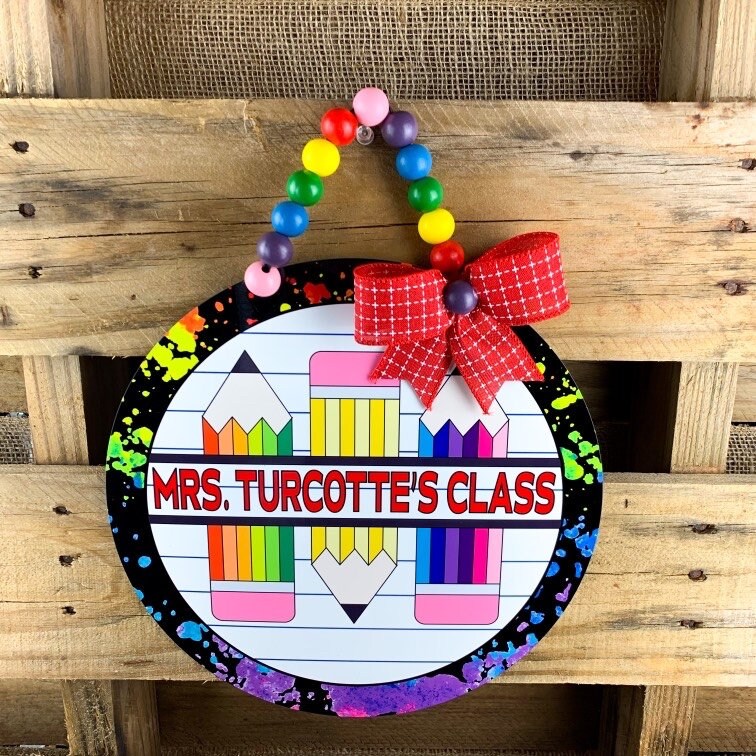 Teacher Name Door Hanger Personalized Metal Classroom Door Hanger ...