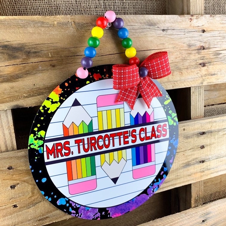 Teacher Name Door Hanger Personalized Metal Classroom Door Hanger ...