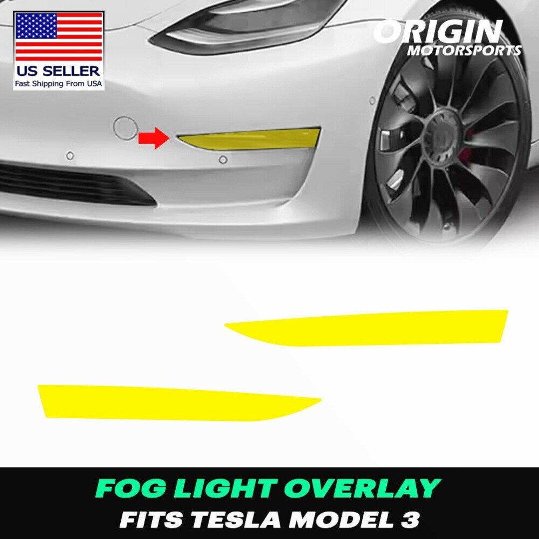 Yellow Fog Lights Front Overlays Decal Vinyl Tint Precut for Tesla ...