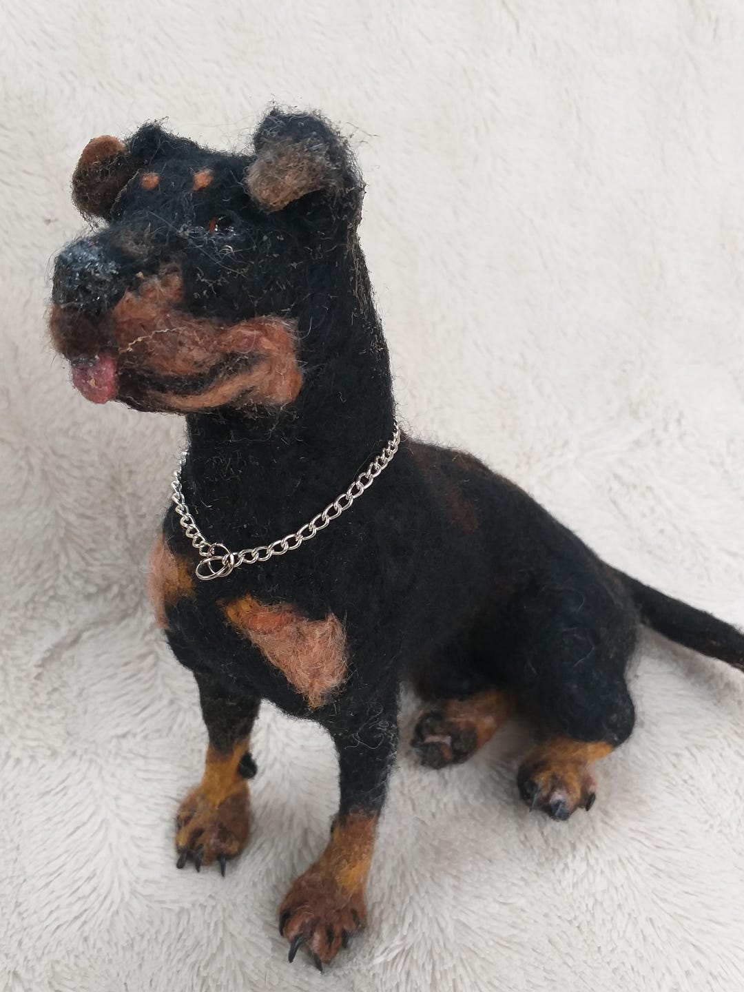 Needle Felted Dog Rottweiler Realistic Replica Figurine Wool Sculpture ...