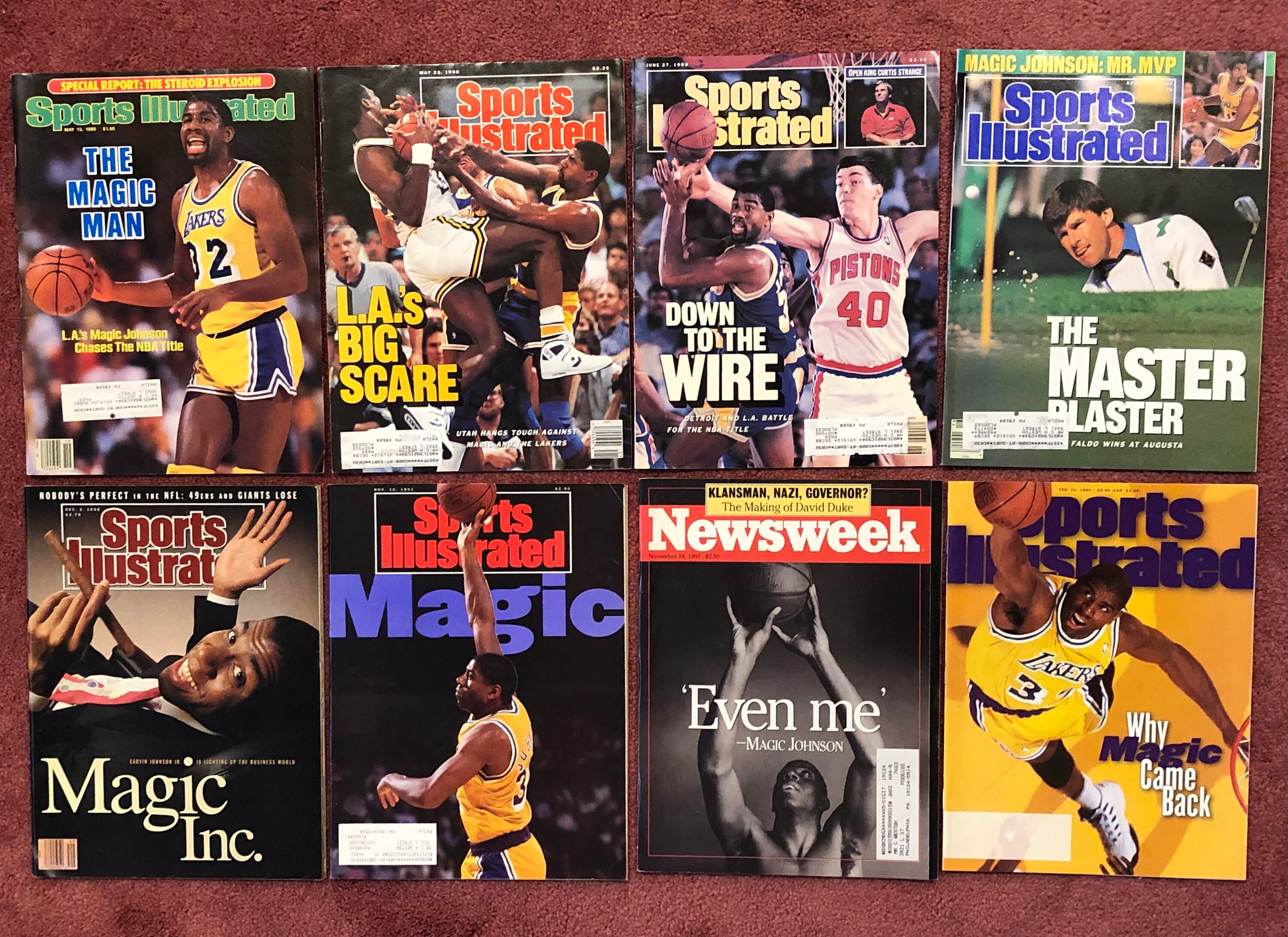 Magic Johnson Sports Illustrated and Newsweek Magazines Choice of 8 ...