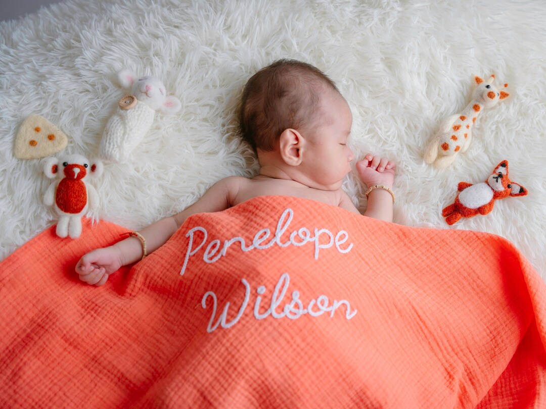 Personalized Hand-lettered Baby Swaddle Custom Embroidered - Etsy