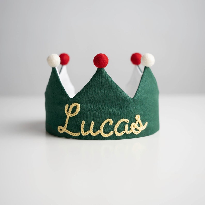 Hand Embroidered Linen Birthday Crown: Personalized Baby Keepsake - Etsy