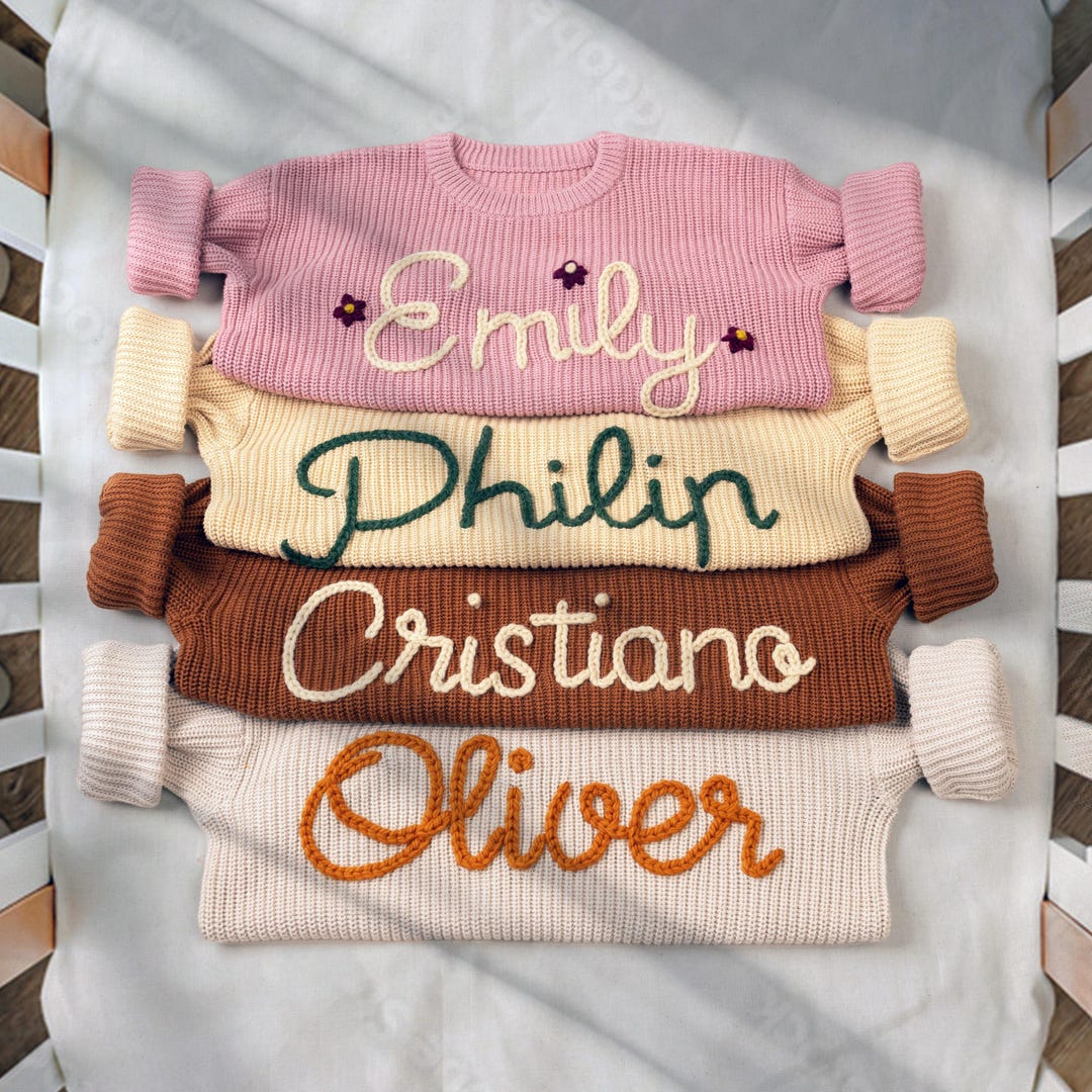 Embroidered Baby Name Sweater: Personalized Knit Toddler Gift - Etsy