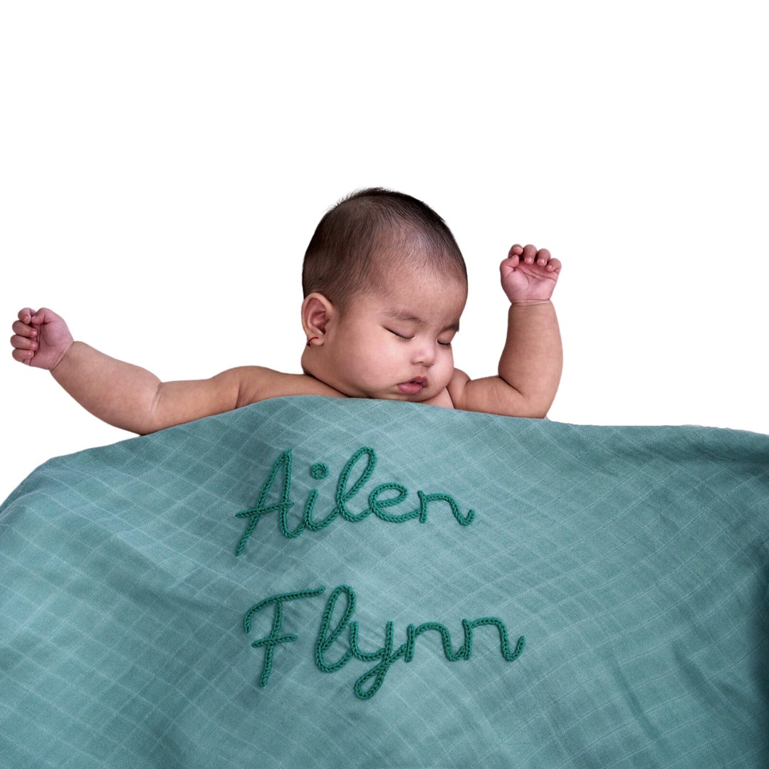 Personalized Hand-lettered Baby Swaddle | Custom Embroidered Newborn ...