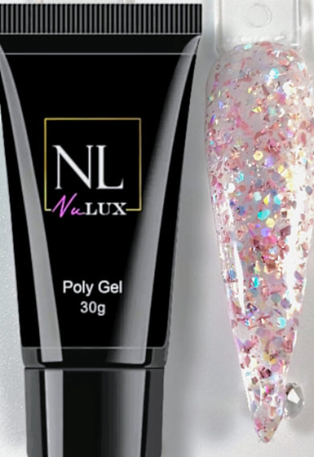 Rainbow Glitter Poly Gel Poly Gel for Nail Extensions and Nail Art Glitter Builder Gel Shimmer ...