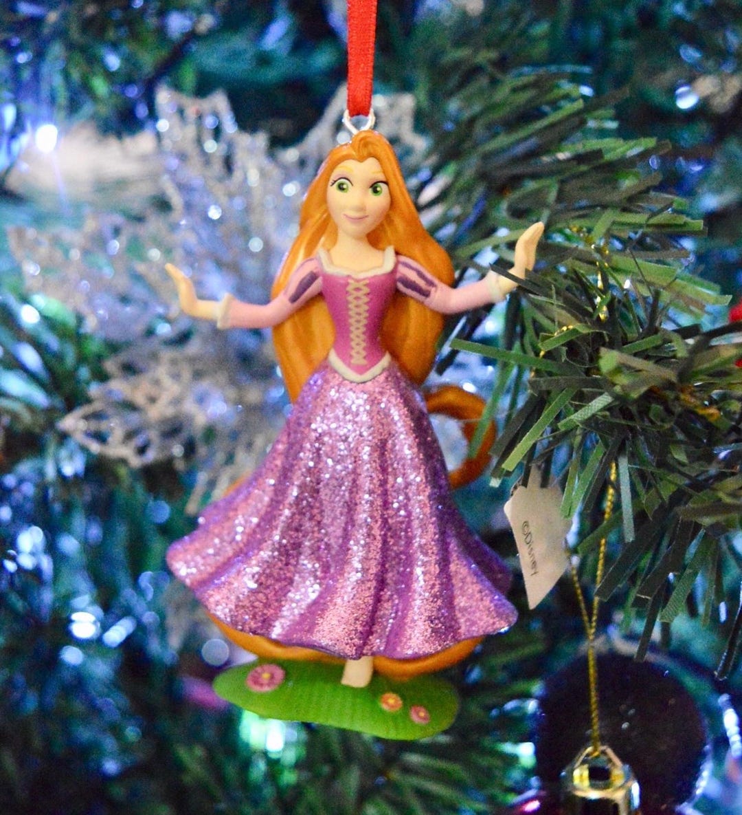 Disney Princess Rapunzel Glitter Christmas Tree Ornaments, Christmas ...