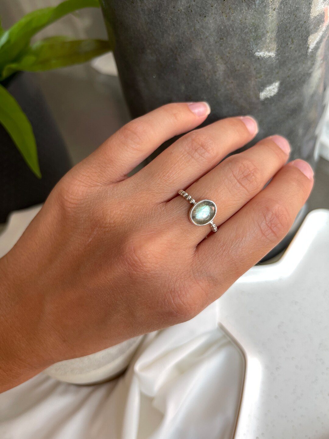 Sterling Silver Ring With Natural Labradorite - Etsy