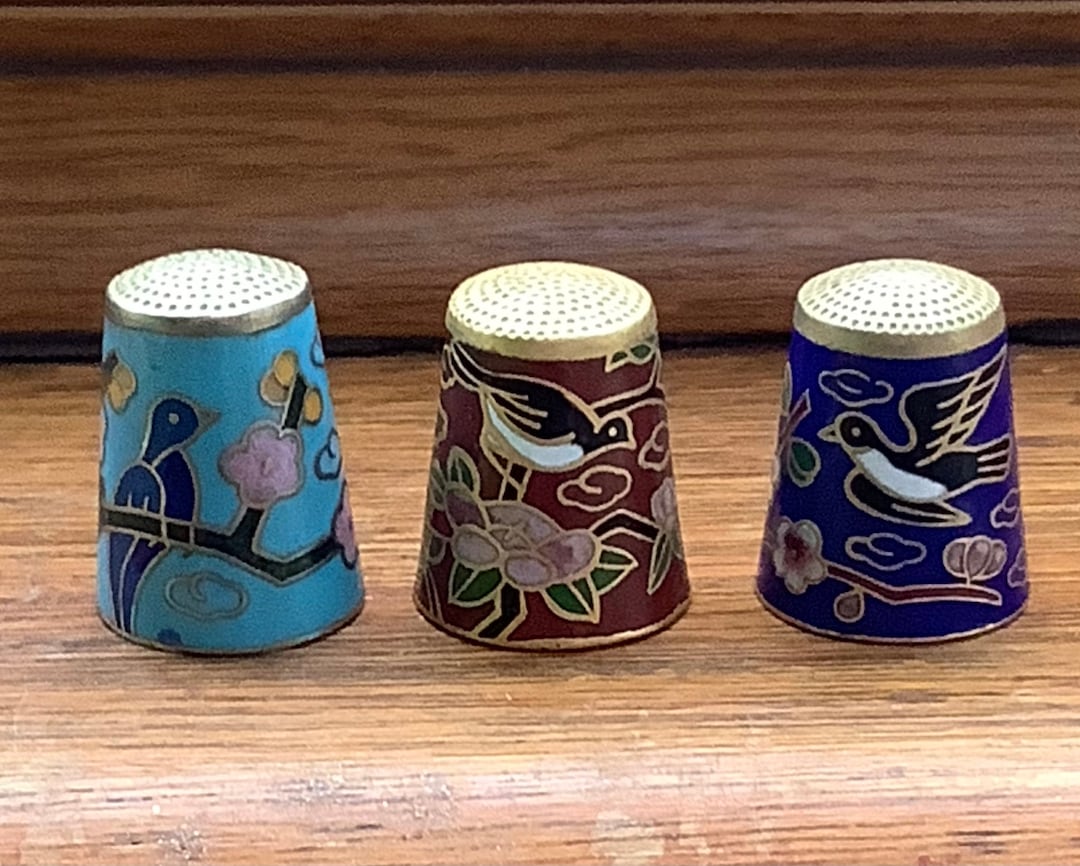 Trio of Cloisonné Bird Thimbles - Etsy