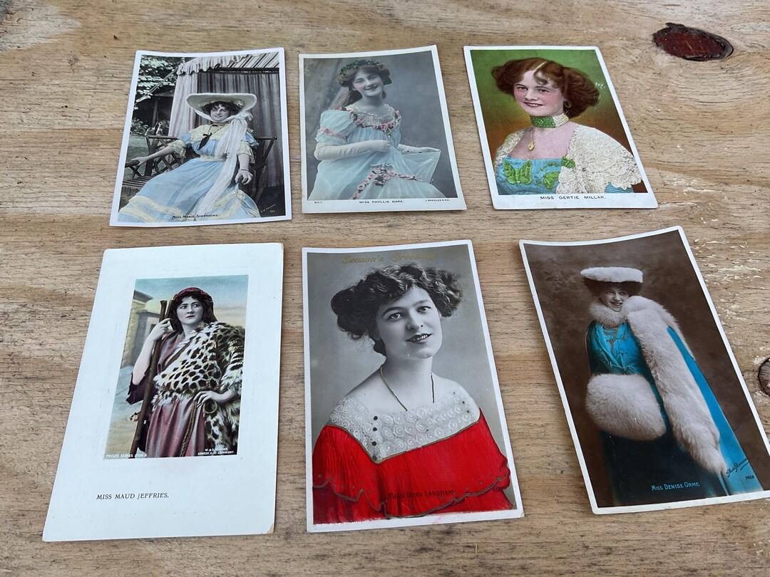 Set of 6 Coloured Vintage Victorian Postcards - Ladies - Etsy