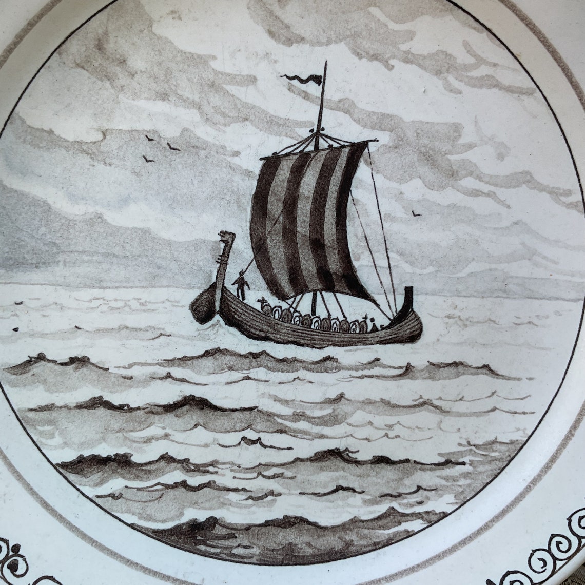 Porceleyne Fles Viking Long Boat Plate Rare - Etsy