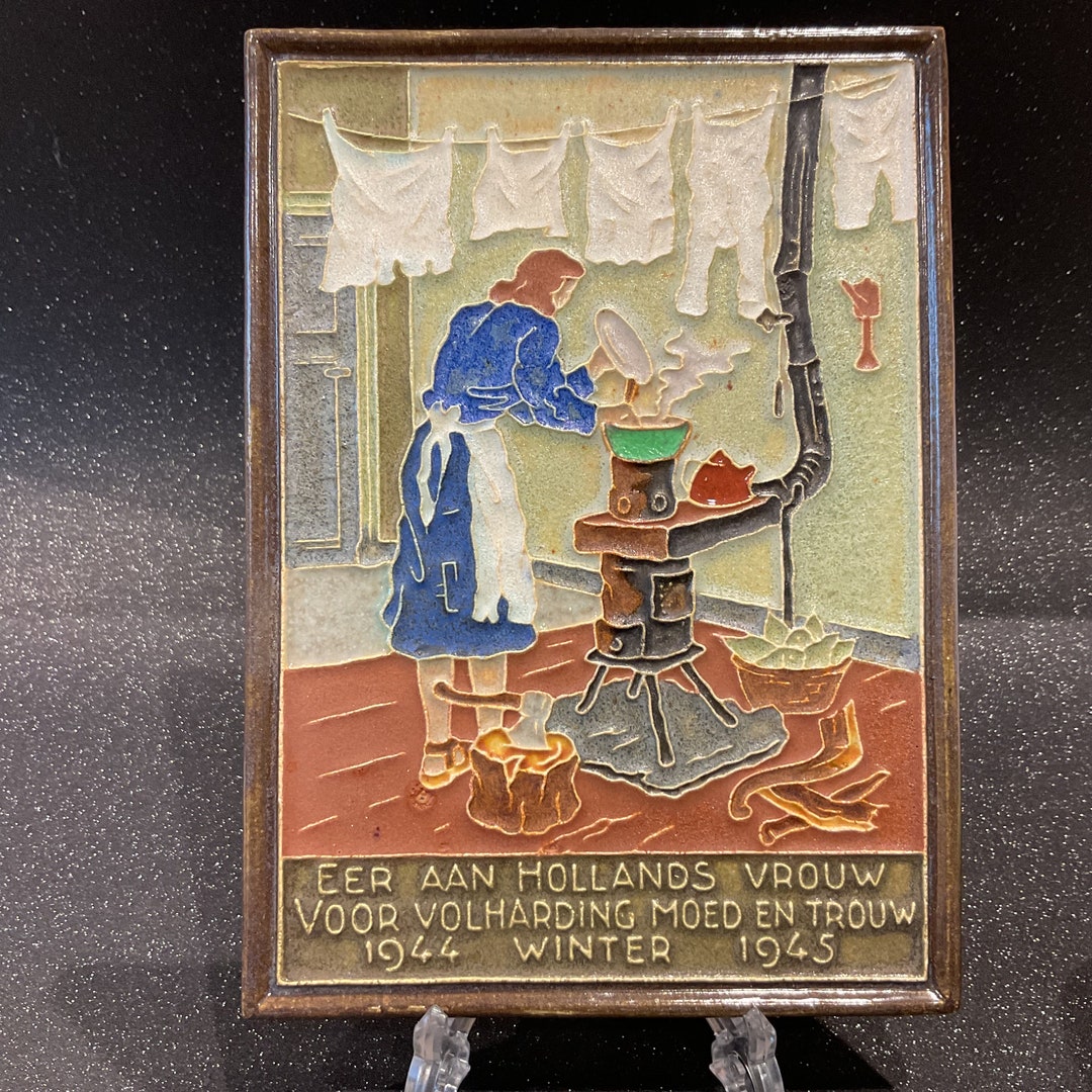 Porceleyne Fles Delft Cloisonné Tile From WW2 - War Woman 1945 - Etsy