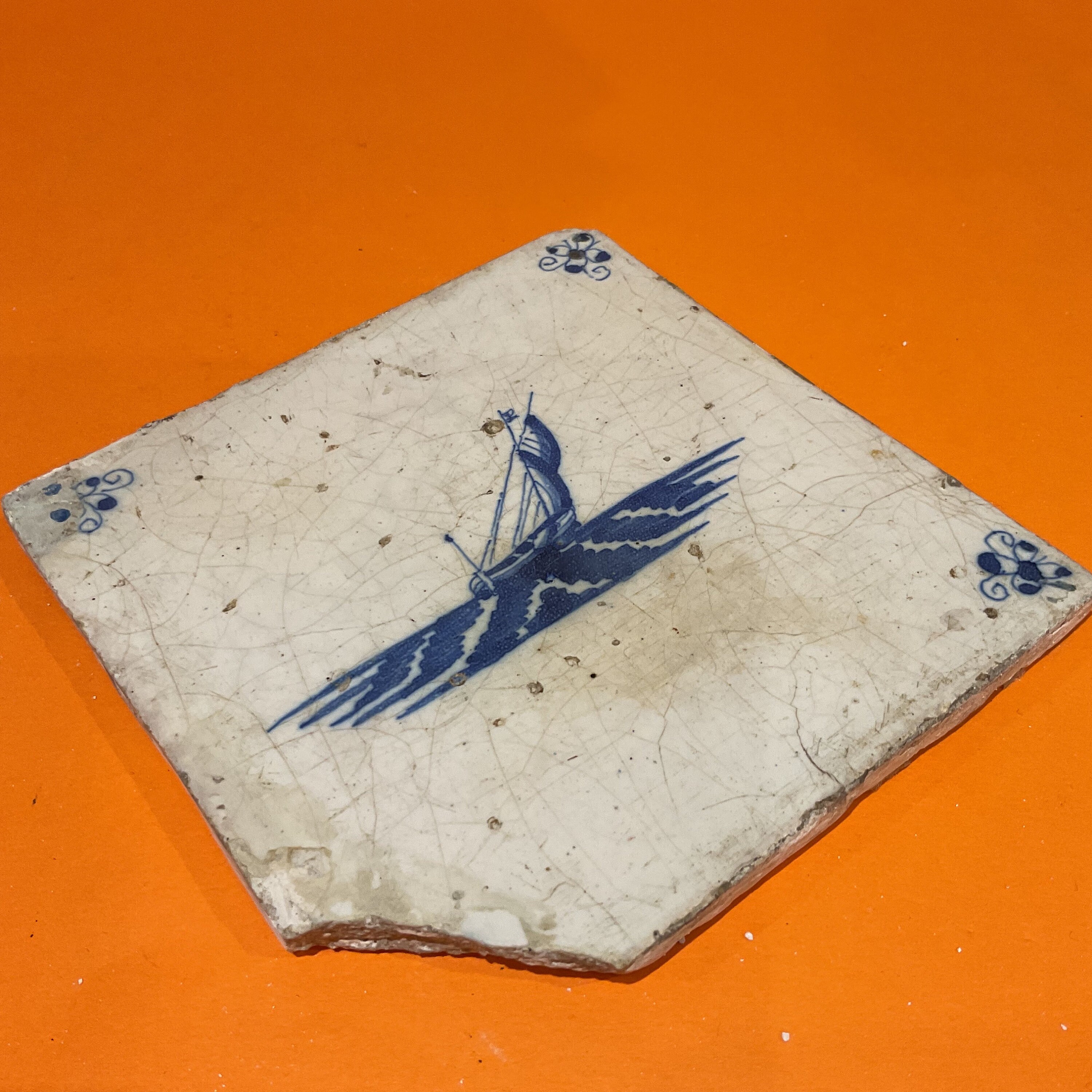 Rare 17th Century Delft Tile of a Sailing Ship Circa 1640 - Etsy