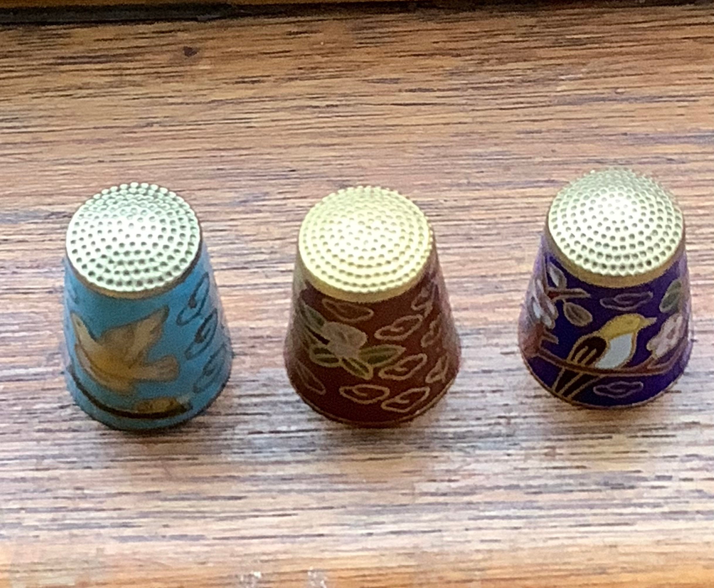 Trio of Cloisonné Bird Thimbles - Etsy
