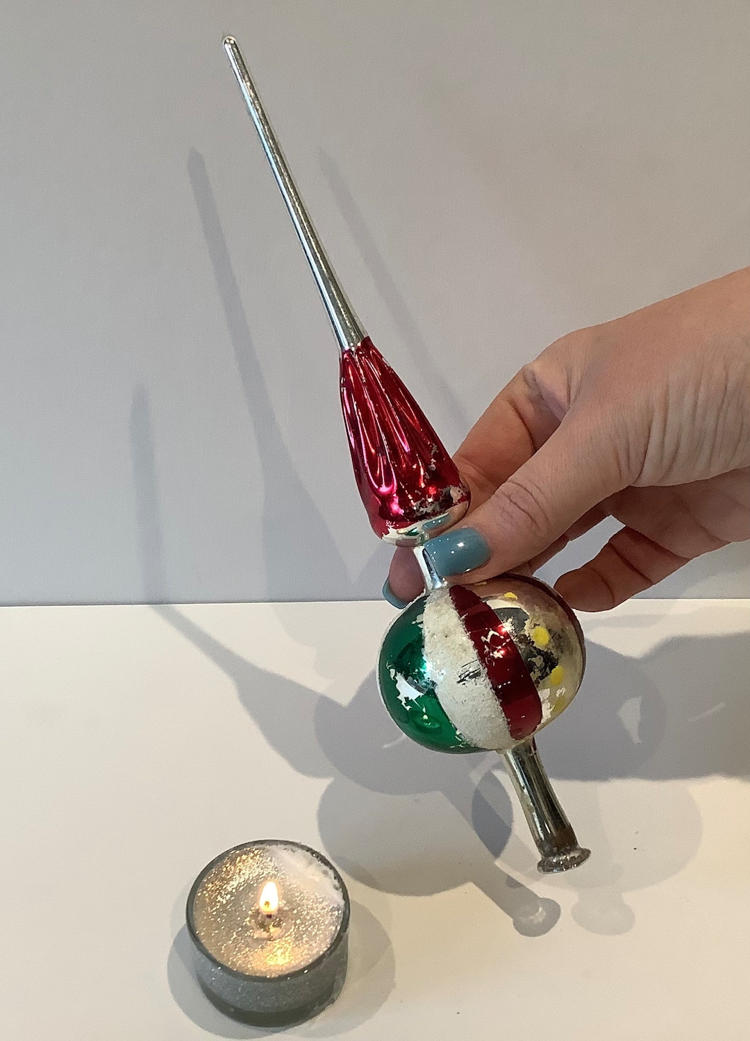 Vintage 1970s Christmas Tree Topper/ Spire/spike/peak Green,yellow, Red ...