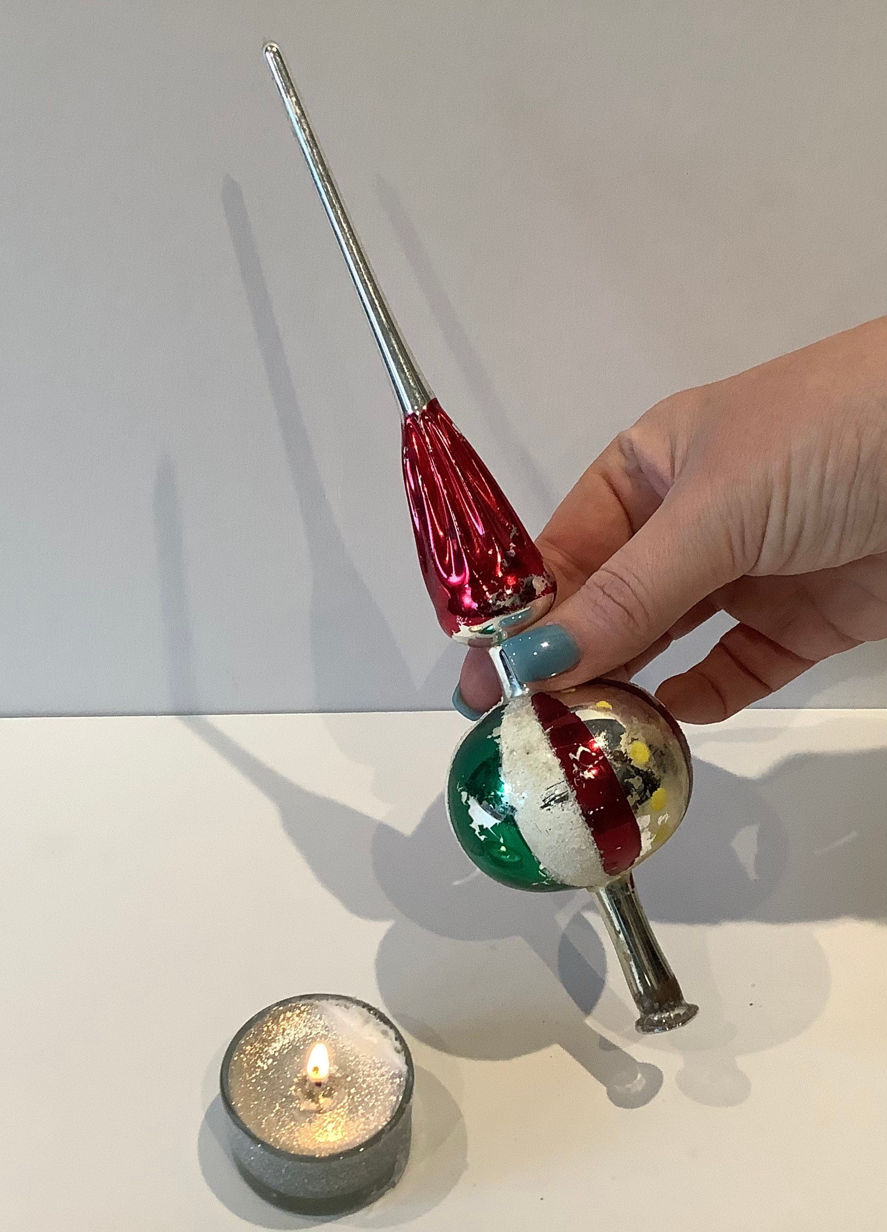 Vintage 1970s Christmas Tree Topper/ Spire/spike/peak Green,yellow, Red ...