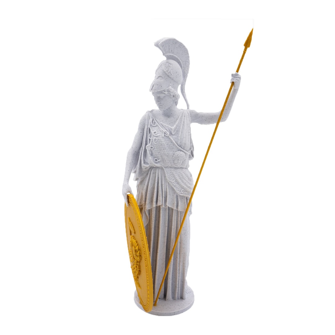 Statue d'Athéna 23 cm avec lance et bouclier dorés, déesse grecque de ...