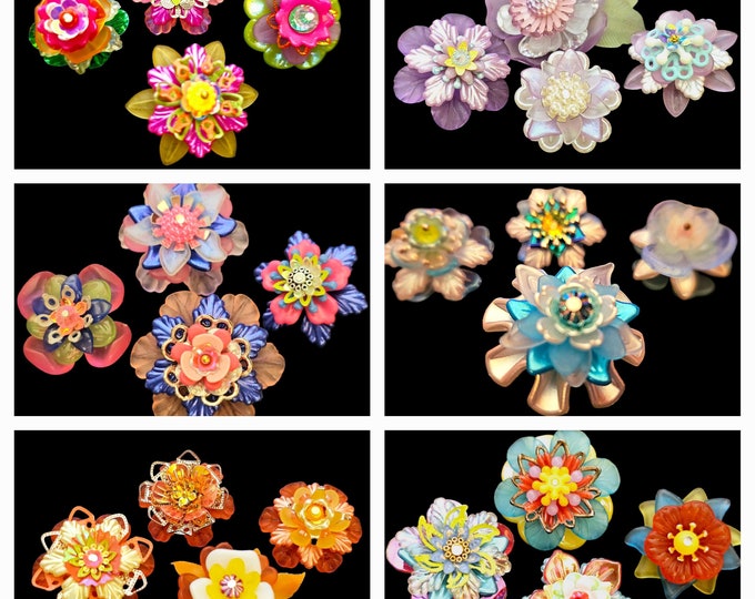 Vintage to Now Flower Beads Handcrafted Pre-made Stacked Flower Charms ...