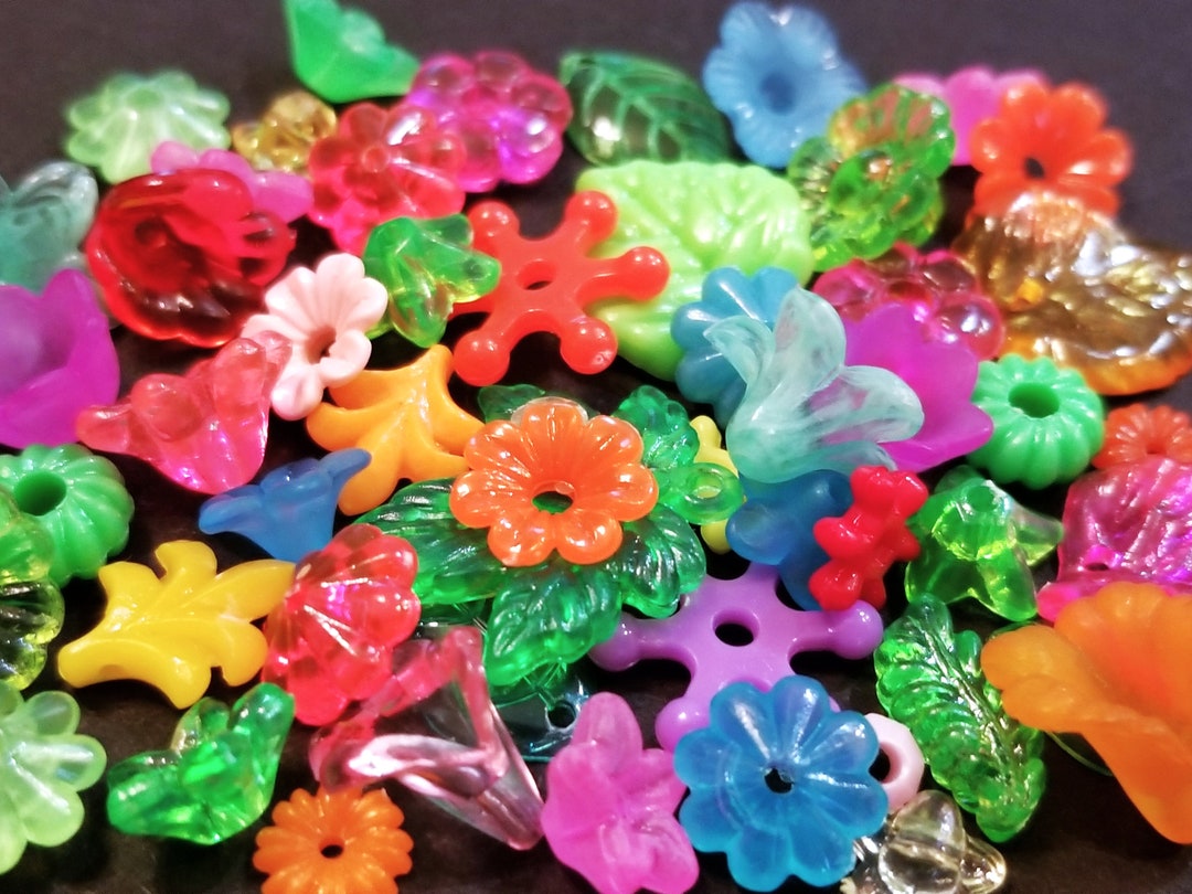 Neon Bright Flower Beads Acrylic & Plastic Flower Beads Vintage to Now ...