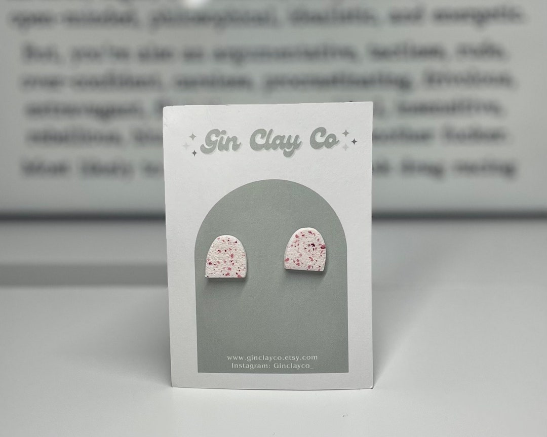 Half Round Stud: Pink Speckle - Etsy