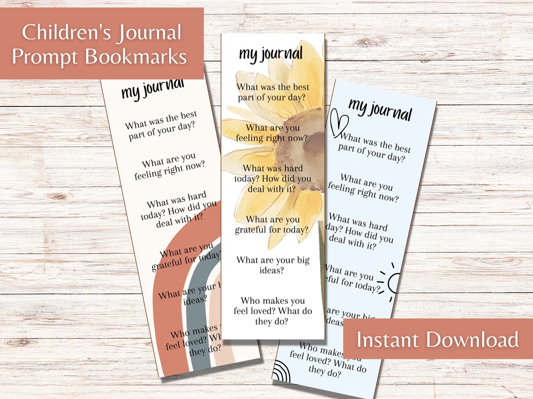 Kid's Journal Prompt Bookmark, Printable Bookmarks, Meaningful ...