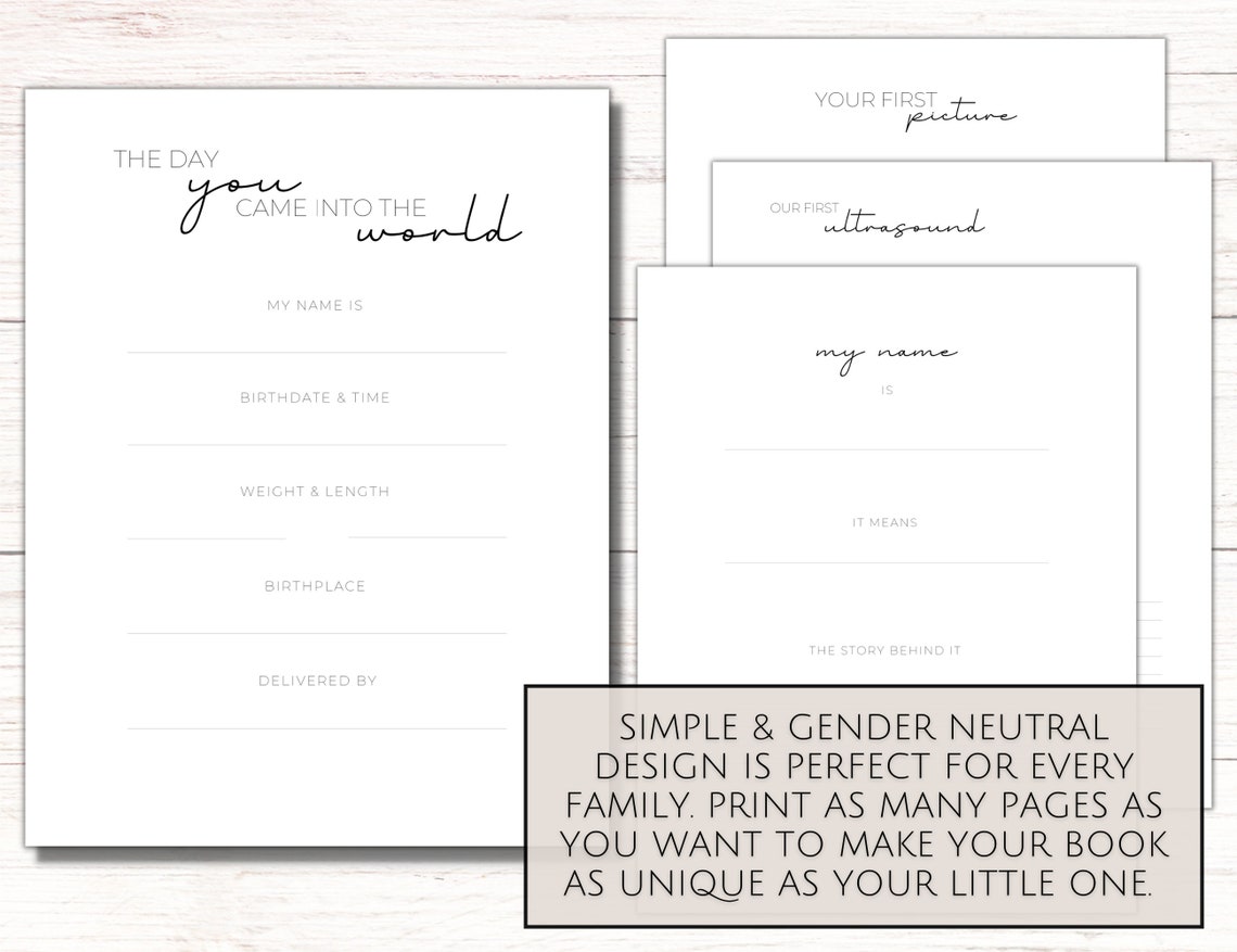 Minimalist Printable Baby Book Milestone Tracker Baby - Etsy Canada