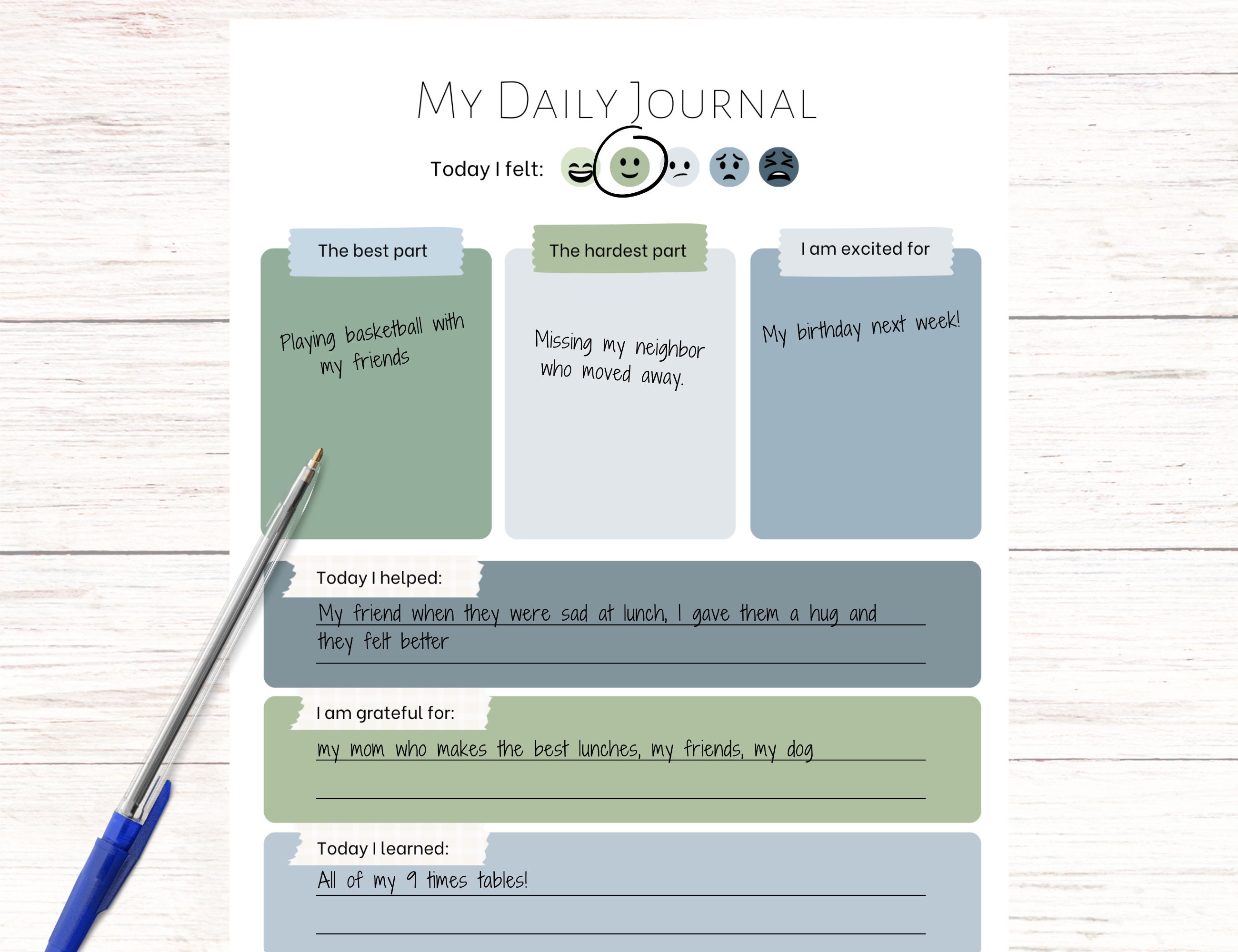 Kids Daily Journal Printable, Mental Health Journal, Mindfulness ...