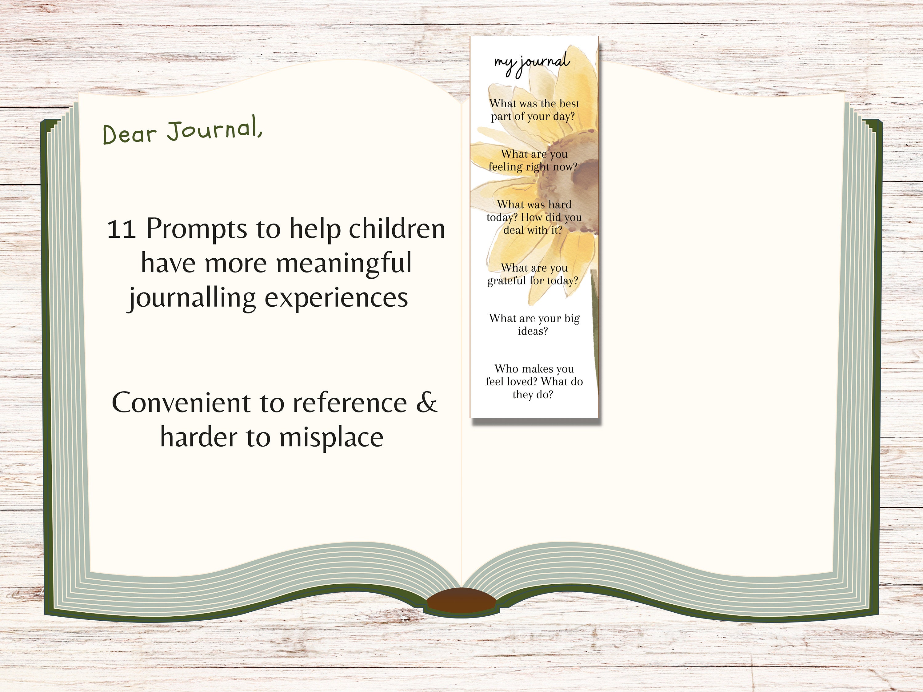 Kid's Journal Prompt Bookmark, Printable Bookmarks, Meaningful ...