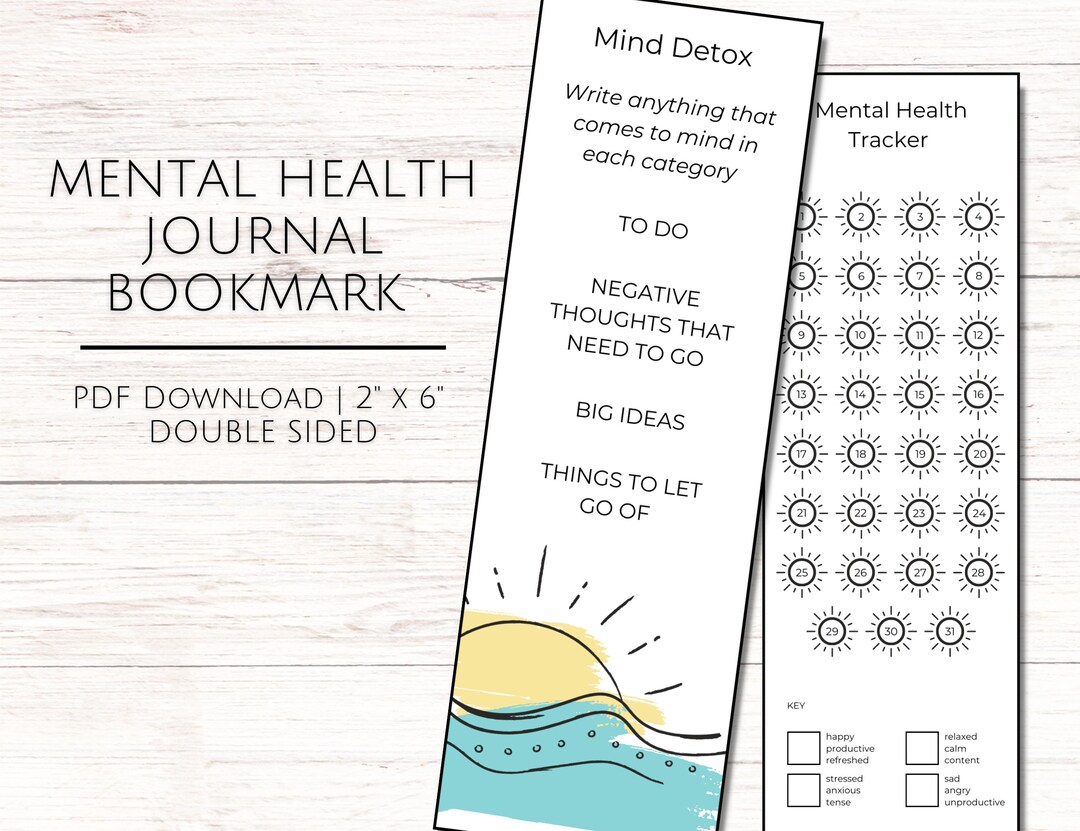 Mental Health Journal Printable Bookmark, Mood Tracker Bookmark - Etsy