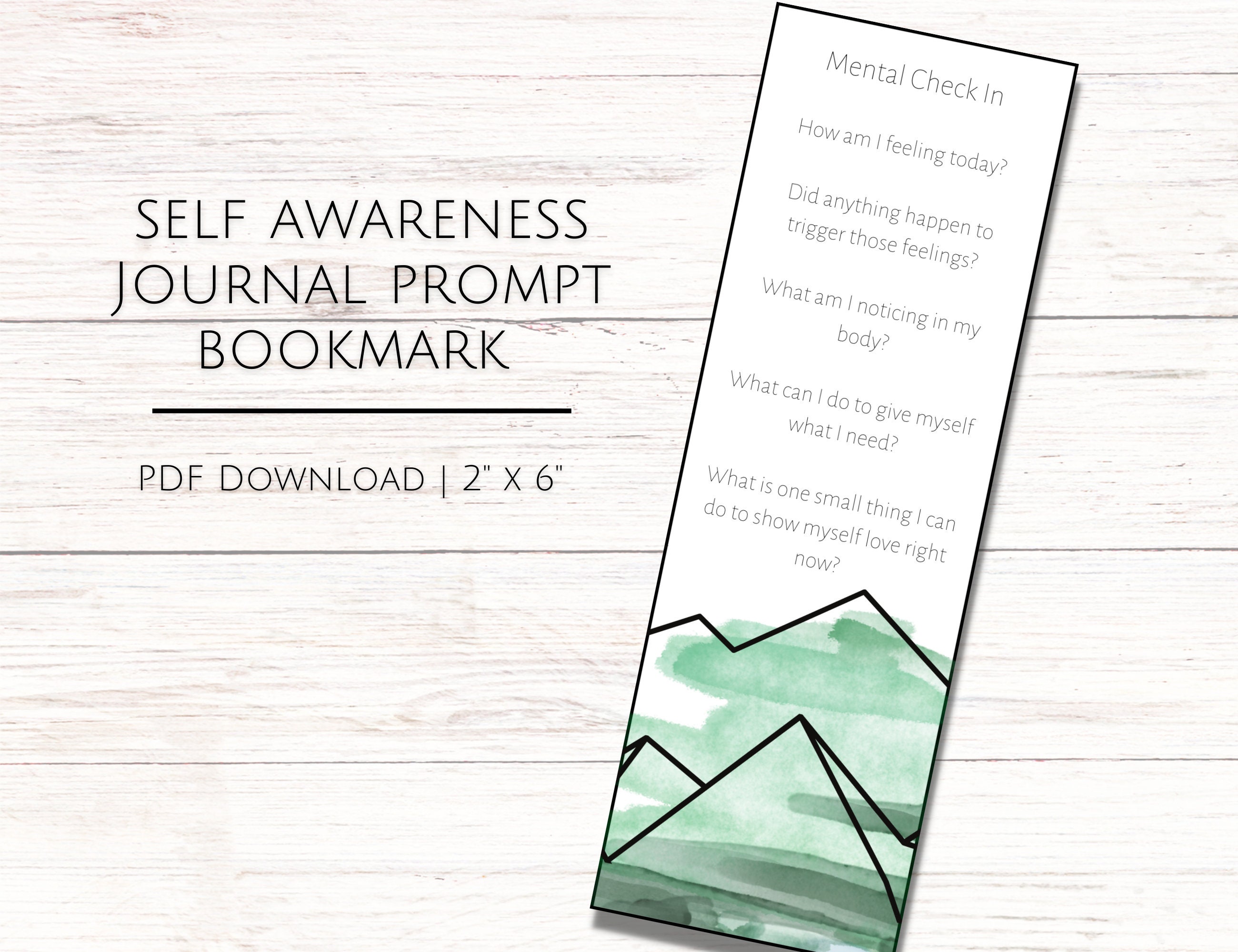 Self Awareness Journalling Prompt Bookmark, Mental Health Journal ...