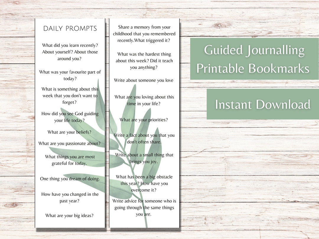 Journal Prompt Bookmark, Journalling Gift, Printable Bookmark, Instant ...