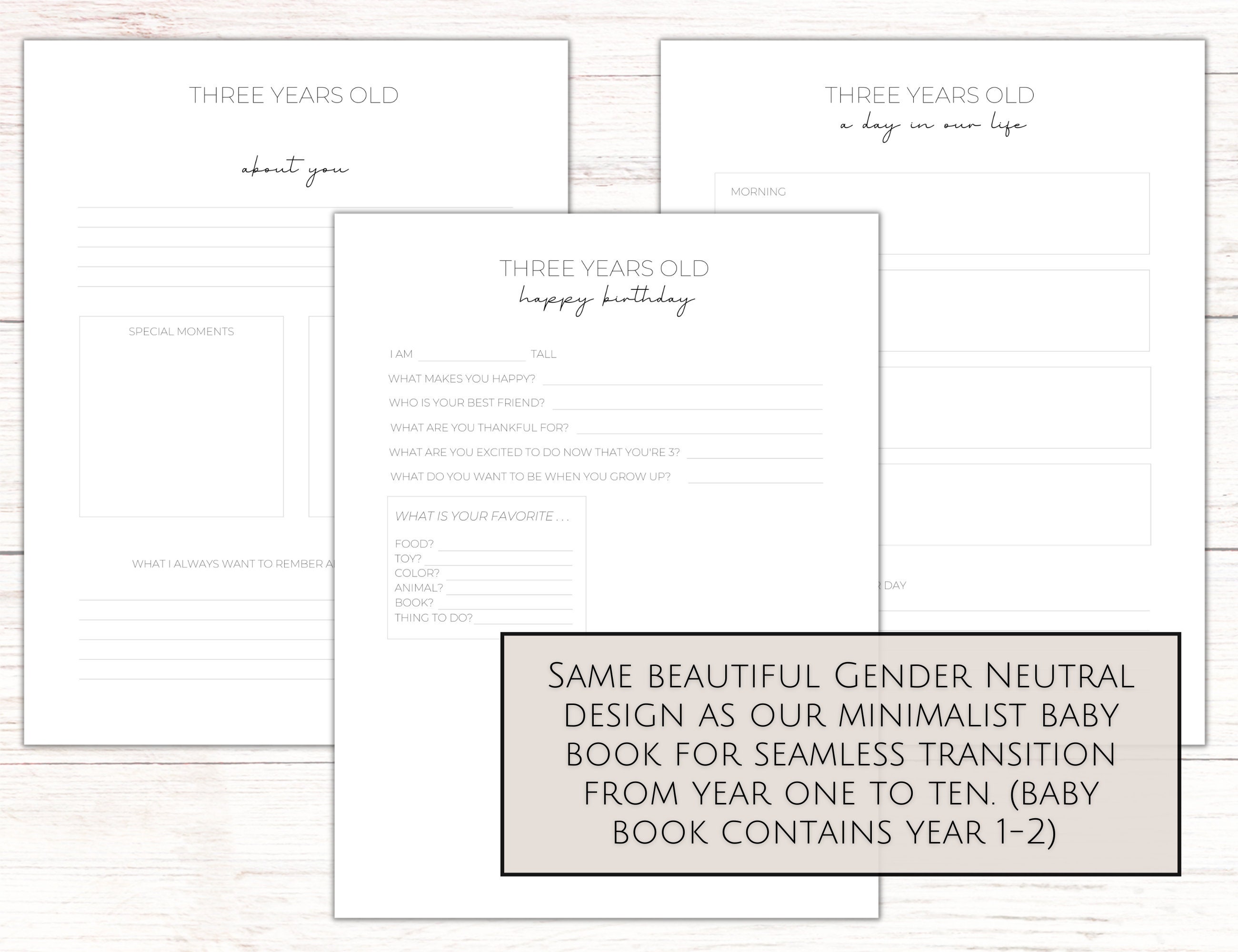 Printable Minimalist Baby Book EXTENSION, 3-10 Years Old, Childhood ...