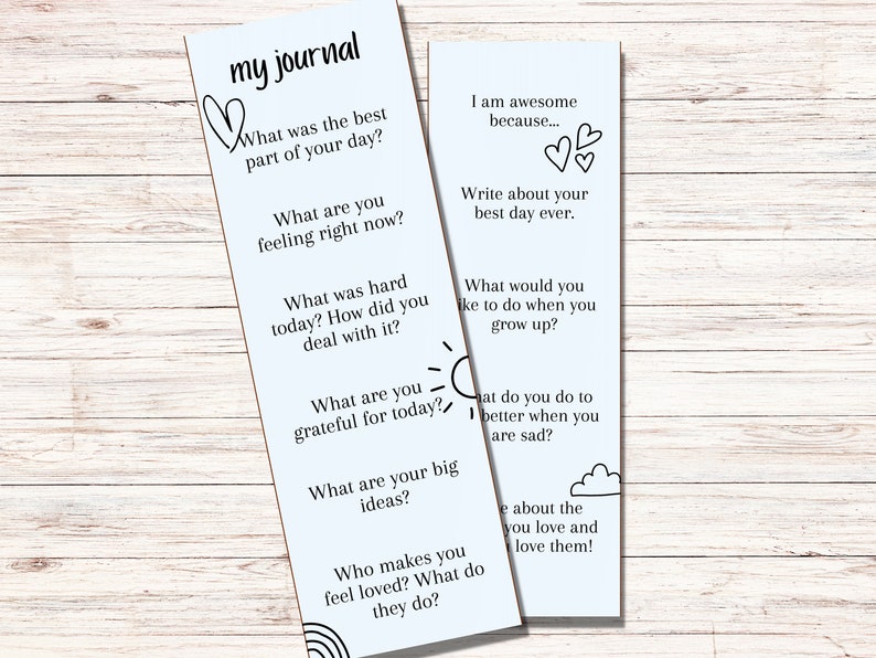 Kid's Journal Prompt Bookmark, Printable Bookmarks, Meaningful ...