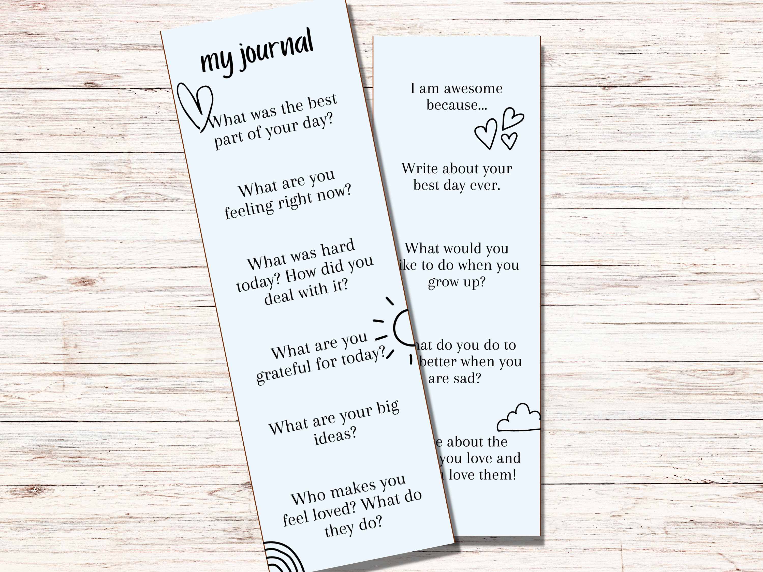 Kid's Journal Prompt Bookmark, Printable Bookmarks, Meaningful ...