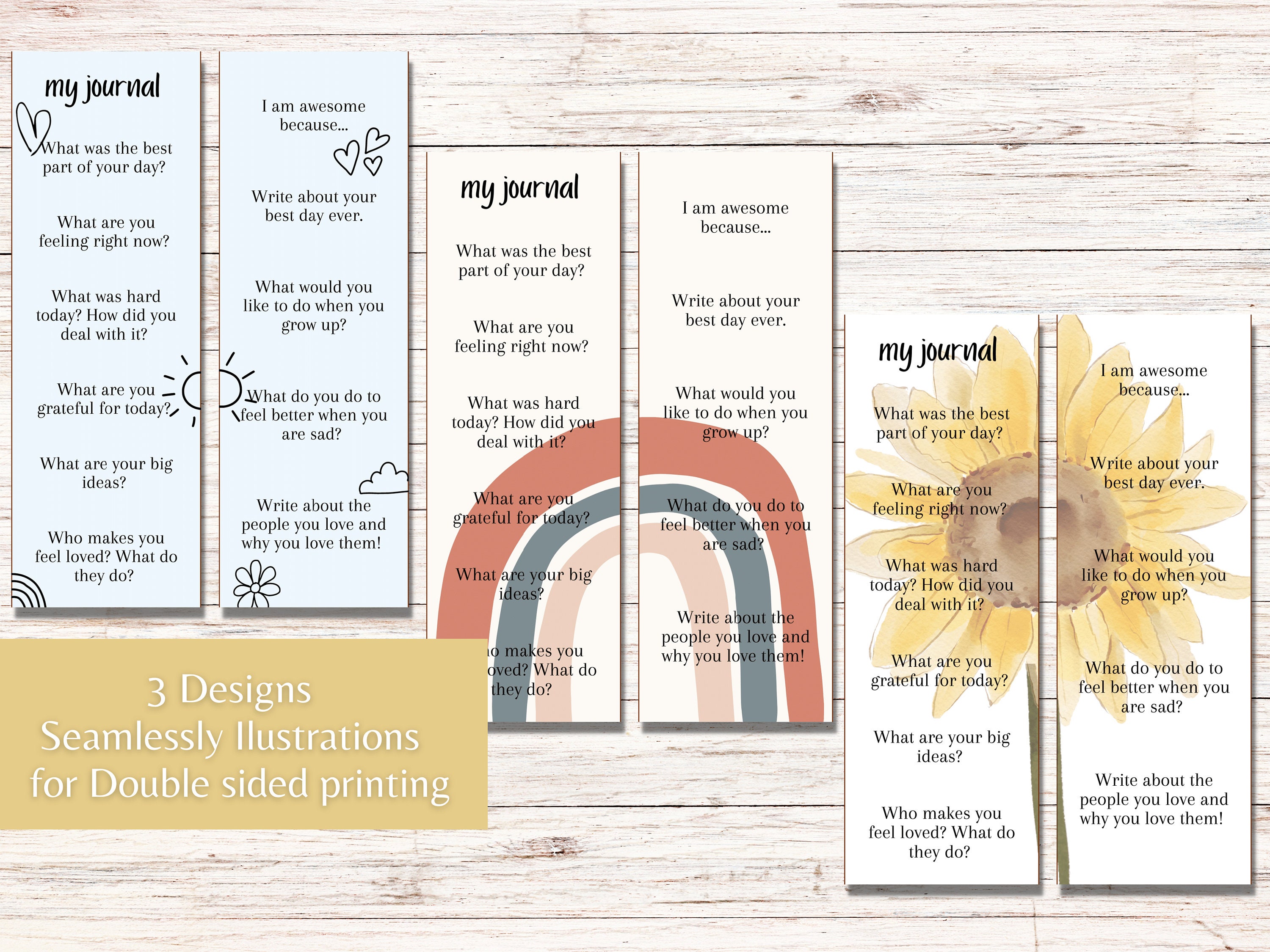 Kid's Journal Prompt Bookmark, Printable Bookmarks, Meaningful ...