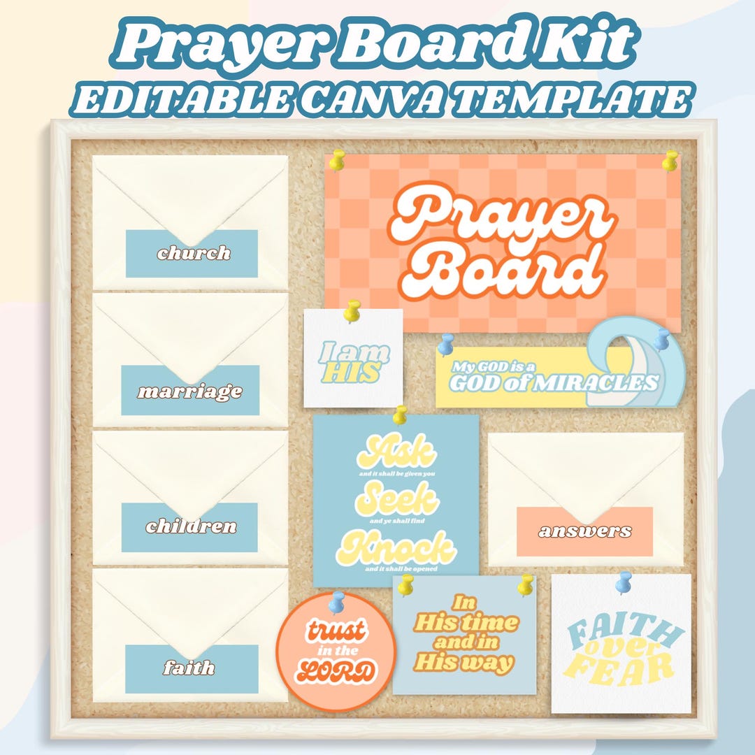Prayer Board Kit, Prayer Board Printable, Editable Template, Prayer ...